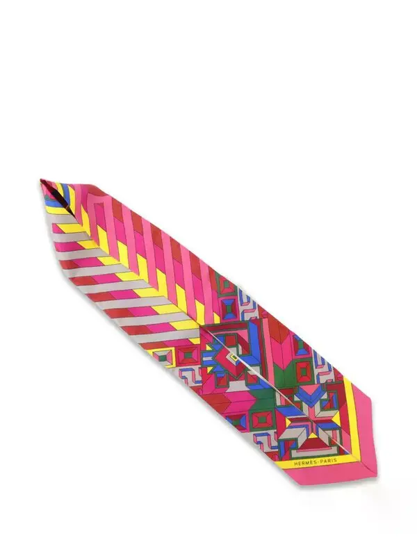 Hermès Twilly Geometric-print Silk Scarf - Pink