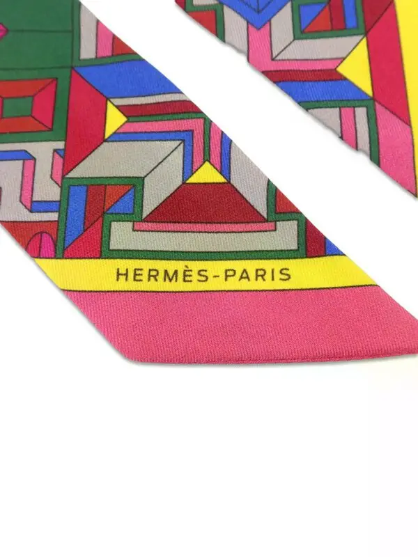 Hermès Twilly Geometric-print Silk Scarf - Pink