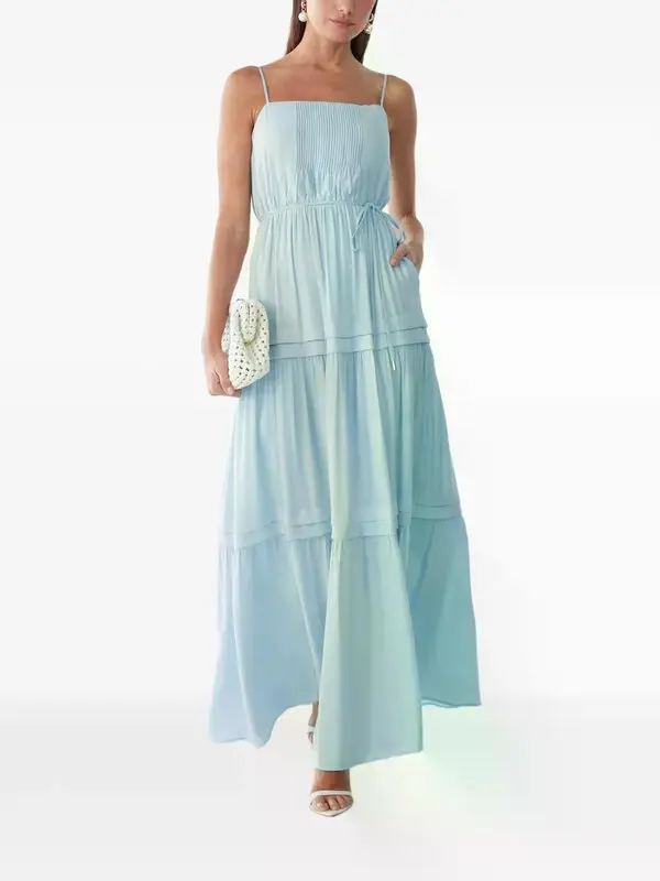 ST MRLO Pintuck-detail Tiered Midi Dress - Blue