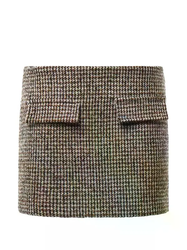DONDUP Houndstooth-pattern Flap-pocket Skirt - Brown