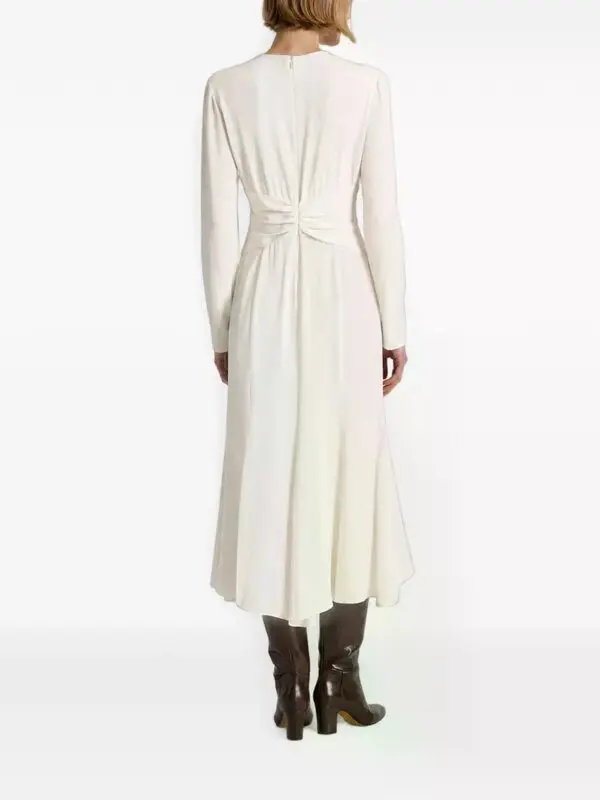 Alberta Ferretti Gathered-waist Long-sleeve Midi Dress