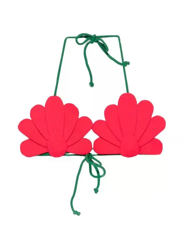 Farm Rio Scalloped-edge Triangle Bikini Top - Green