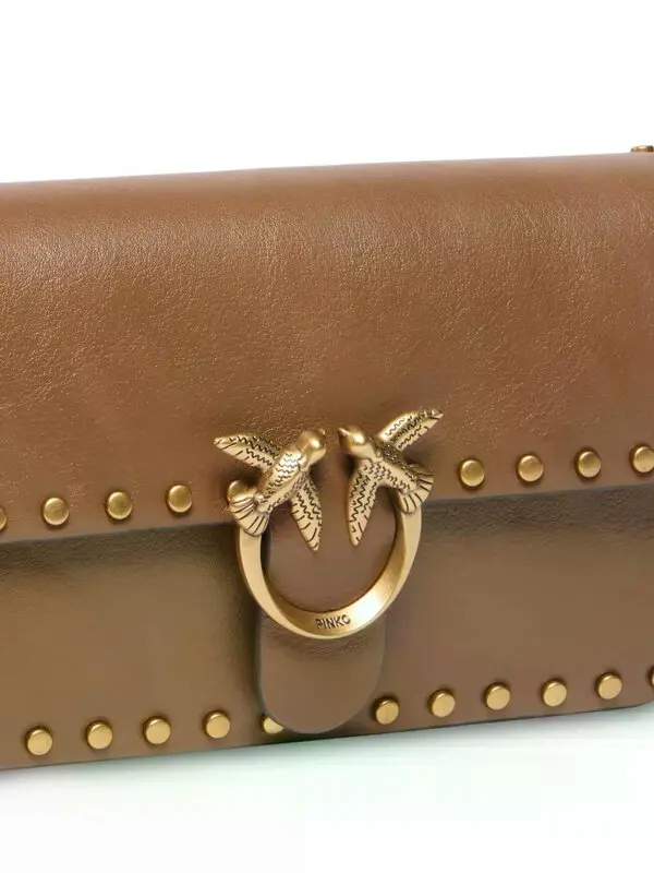 Pinko Love Birds Stud-embellished Shoulder Bag - Brown