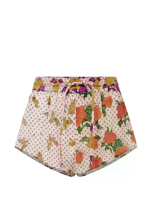 DONDE ESTEBAN Floral-print Cotton Shorts - Neutrals