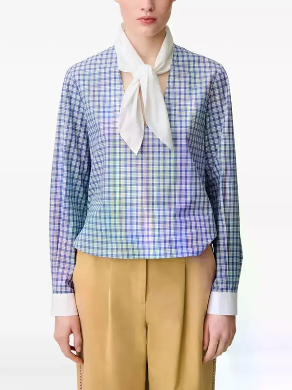 Claudie Pierlot Checked Pussy-bow Top