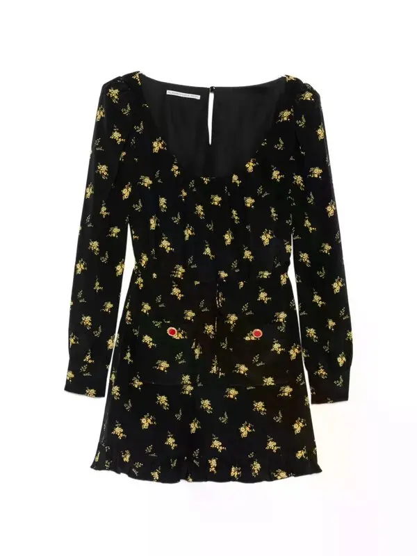 Alessandra Rich Floral-print Silk Mini Dress - Black