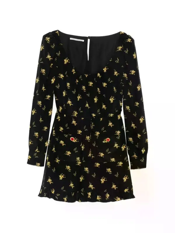 Alessandra Rich Floral-print Silk Mini Dress - Black