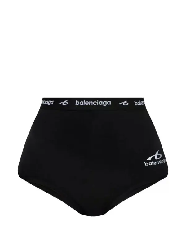 Balenciaga Logo-print High-waisted Mini Shorts - Black