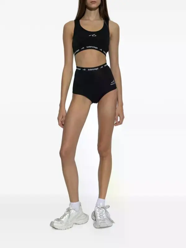 Balenciaga Logo-print High-waisted Mini Shorts