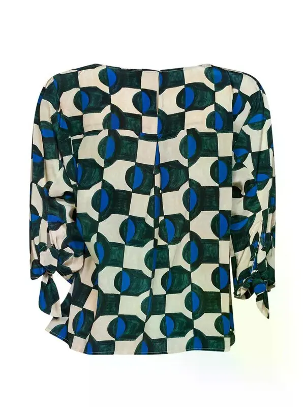 Max Mara Geometric-print Bow-detail Blouse - Neutrals