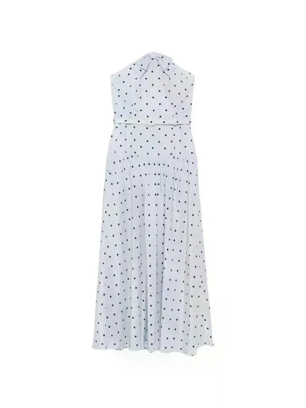 Alessandra Rich Polka-dot Halter-neck Midi Dress - Blue