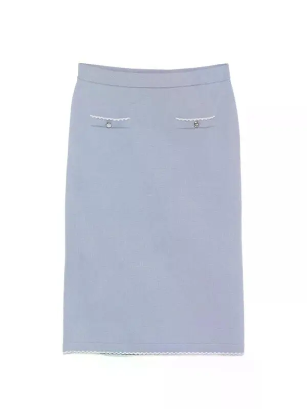 Tory Burch Scalloped Wool Skirt - Blue