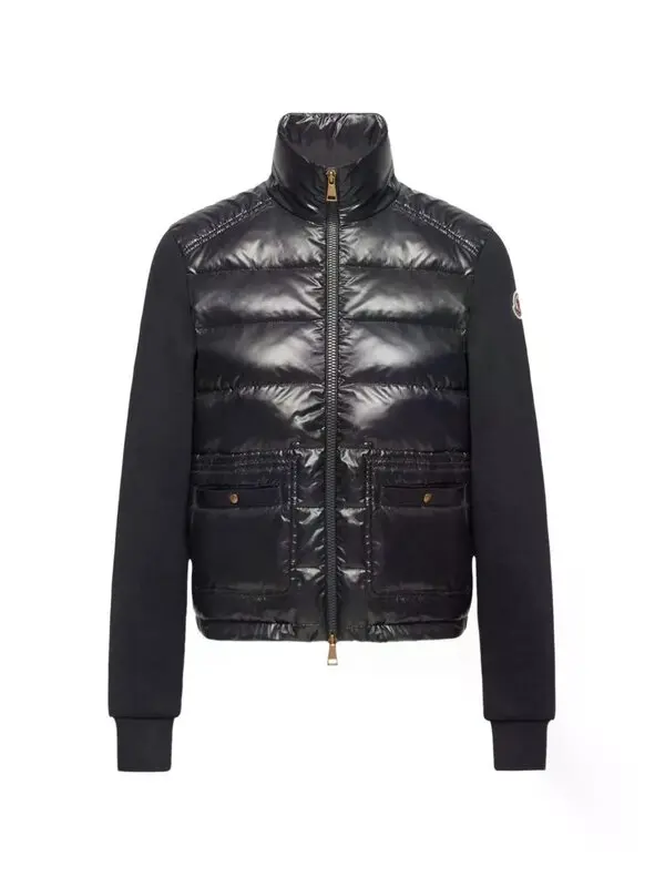 Moncler Quilted-panel Zip-up Jacket - Black