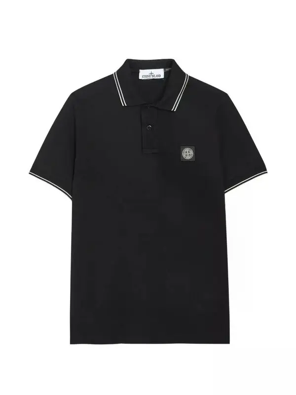 Stone Island Logo-patch Polo Shirt - Black