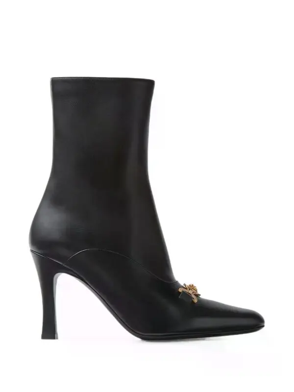 Versace Medusa-plaque Leather Ankle Boots - Black