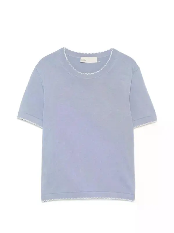 Tory Burch Scalloped Wool Top - Blue