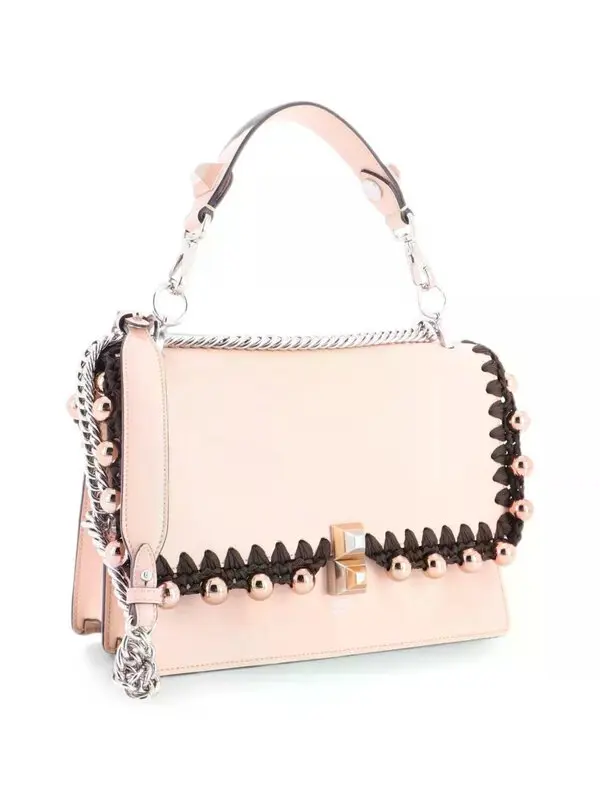 Fendi Kan I Bag Beaded Whipstitch Leather Medium Satchel