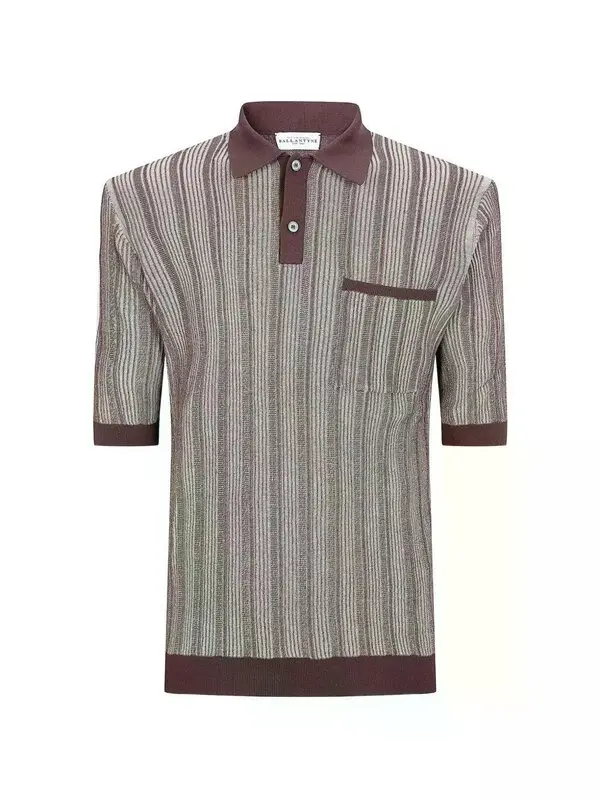BALLANTYNE Ribbed-knit Polo Shirt - Brown