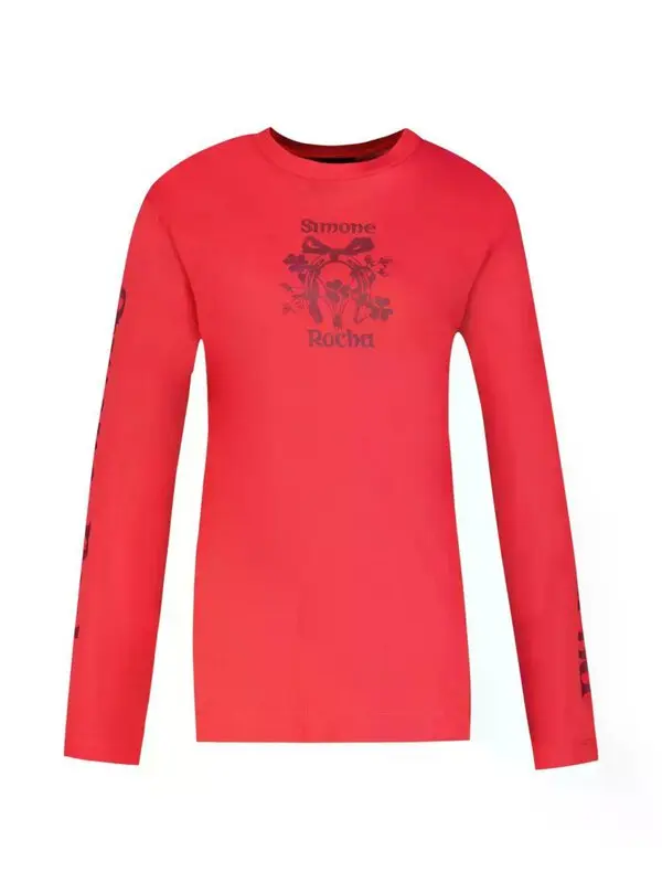 Simone Rocha Coming Up Roses Long-sleeve T-shirt - Red