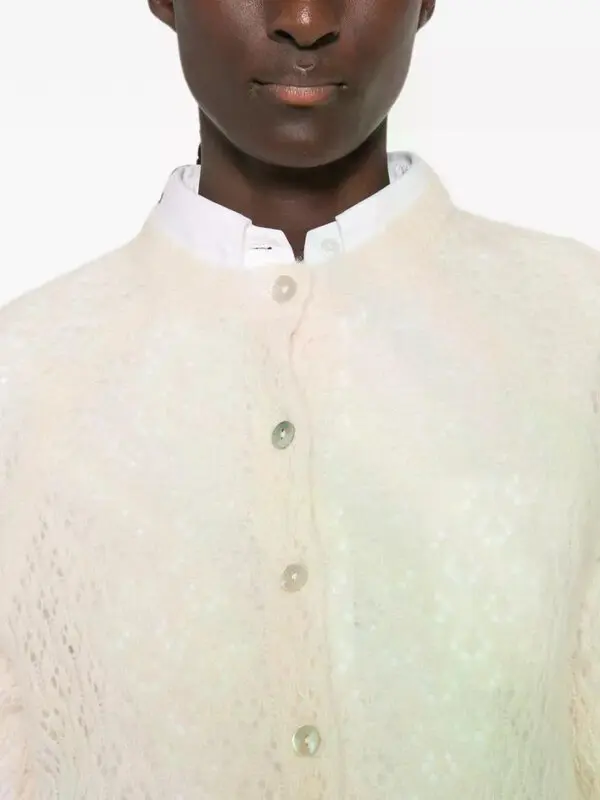 DÔEN Petra Pointelle-knit Cardigan - Neutrals