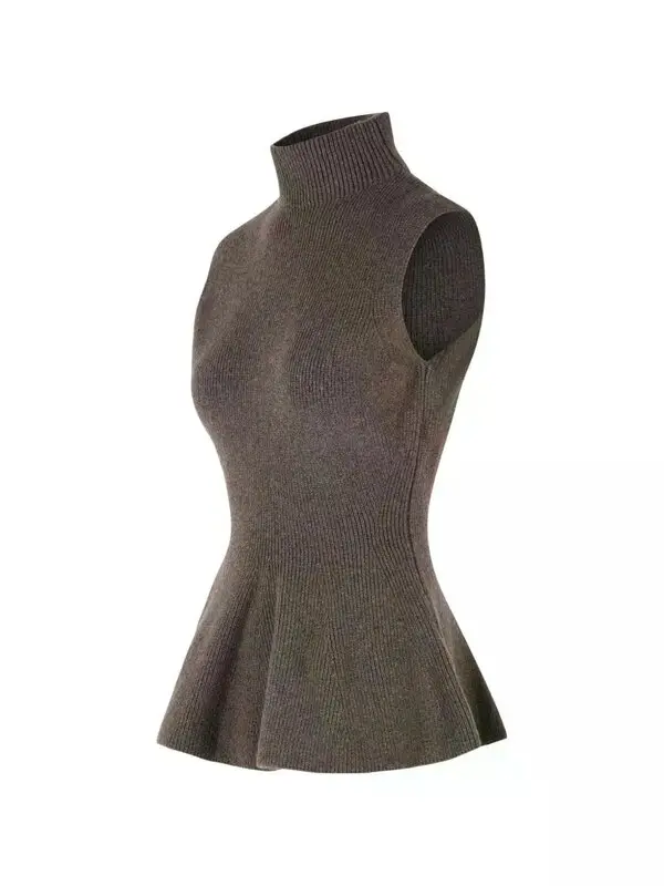 RÓHE Sculptural Ribbed-knit Peplum Top