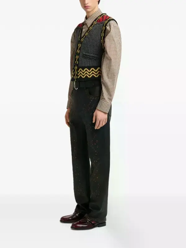 Marni Leather Trousers With Studded Front