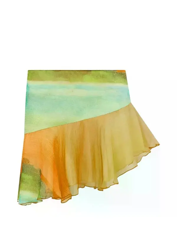 DONDE ESTEBAN Formentera Ruffled Silk Mini Skirt - Orange