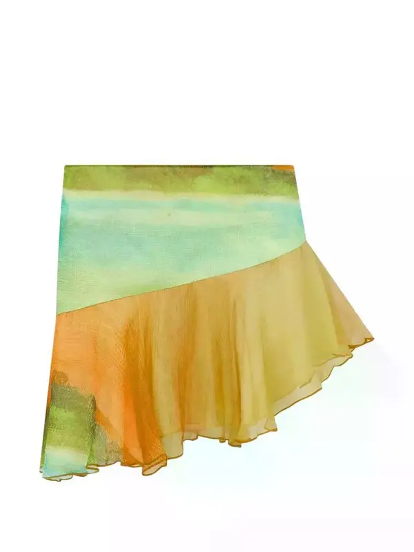DONDE ESTEBAN Formentera Ruffled Silk Mini Skirt - Orange