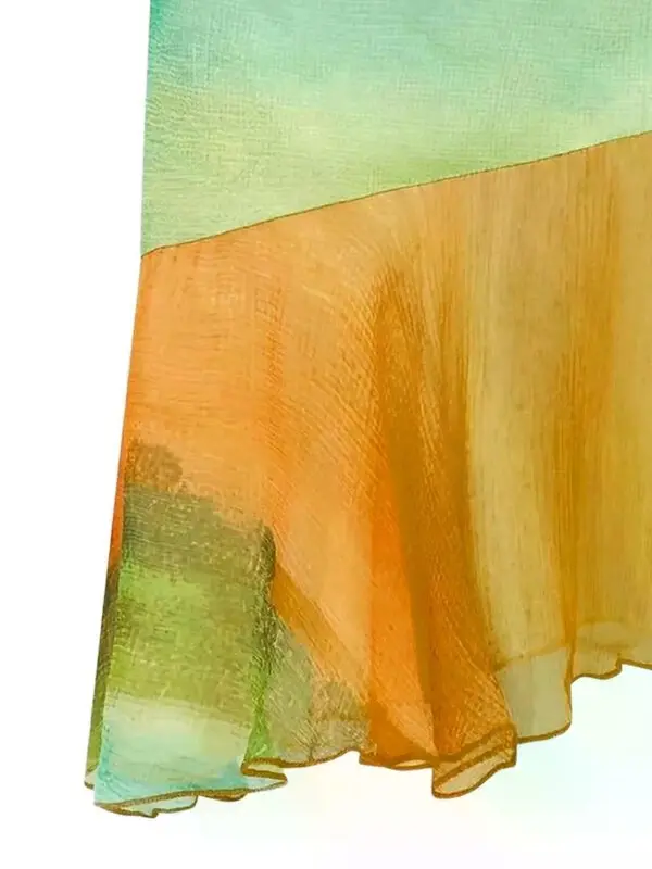 DONDE ESTEBAN Formentera Ruffled Silk Mini Skirt - Orange