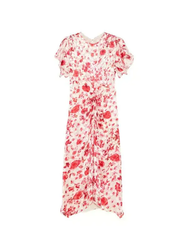 Isabel Marant Étoile Herva Floral-print Twisted-detail Midi Dress - Neutrals