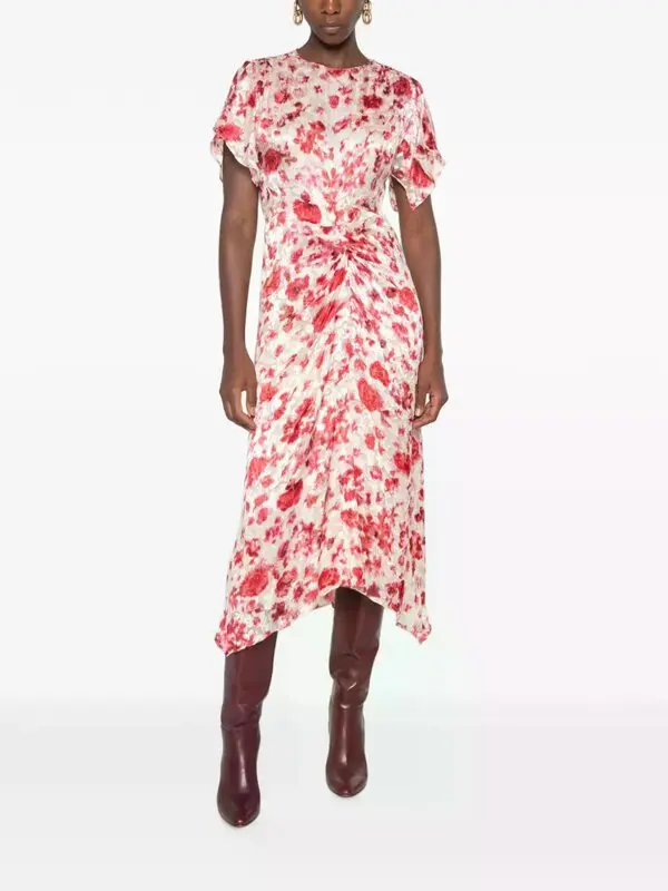 Isabel Marant Étoile Floral-print Twisted Detail Midi Dress - Neutrals
