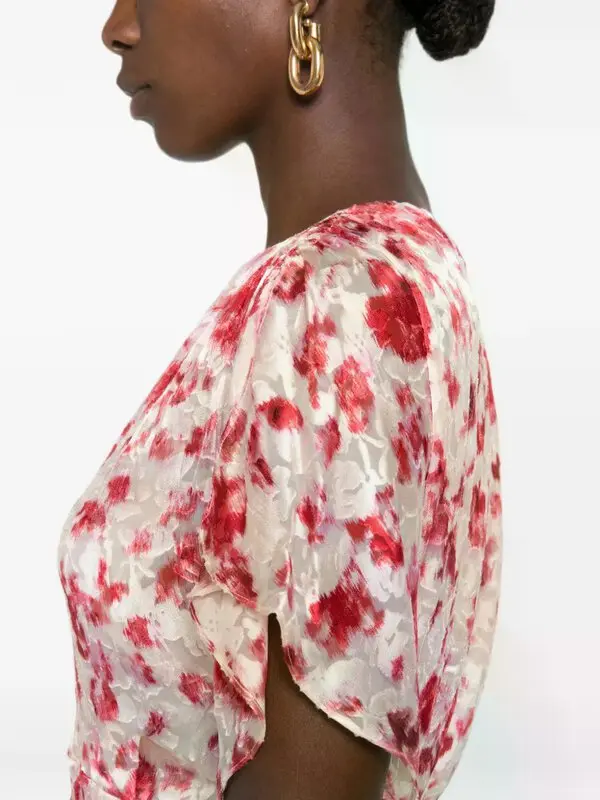 Isabel Marant Étoile Floral-print Twisted Detail Midi Dress - Neutrals