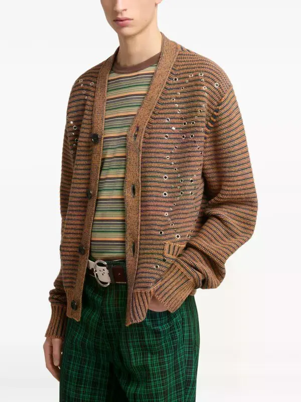 Marni Stud-embellished Striped Cardigan