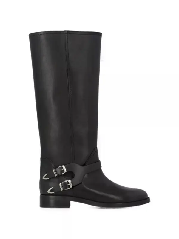 Pinko Buckle-detail Leather Boots - Black