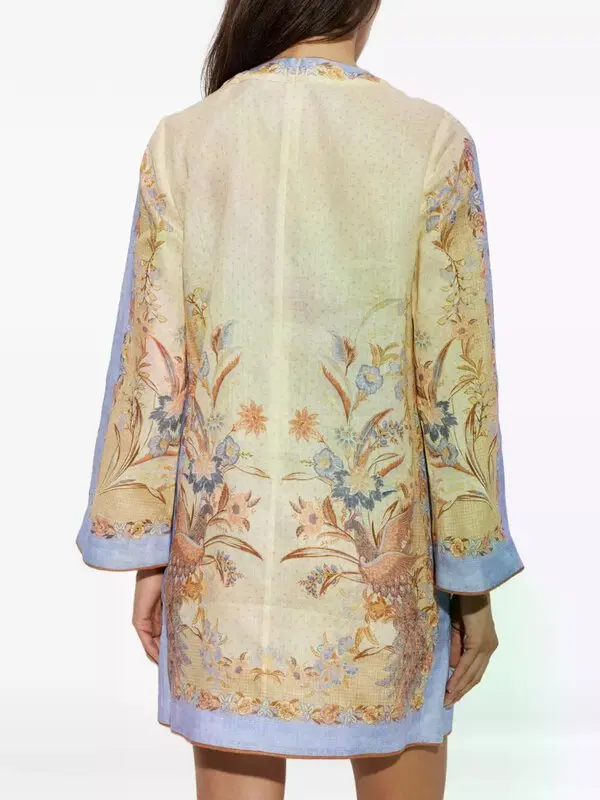 Zimmermann Indra Floral-print Lace-up Mini Dress - Neutrals