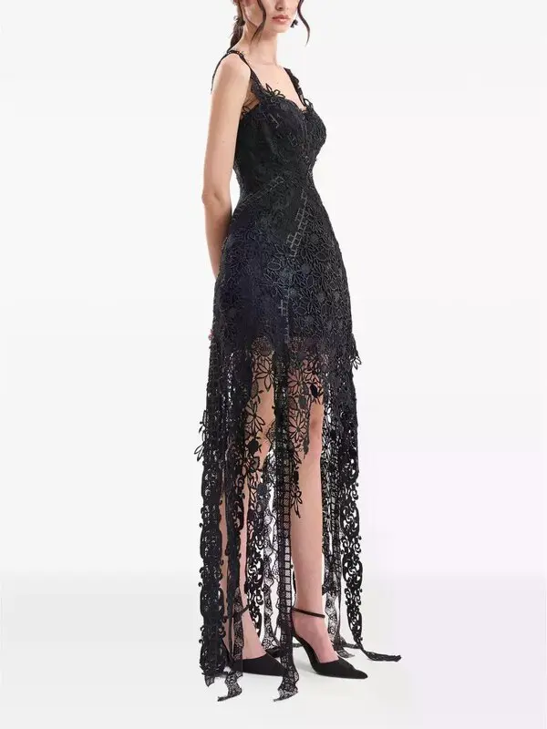 GEMY MAALOUF Floral Guipure Embroidered Lace High-low Dress