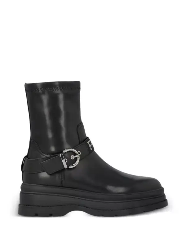 Pinko Logo-strap Buckle-fastening Boots - Black
