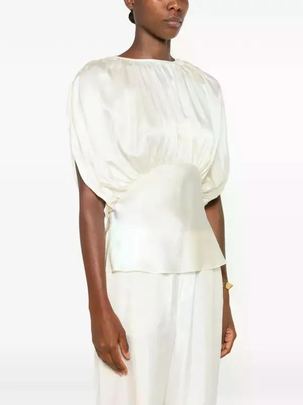 Tove Peta Ruched Blouse - Neutrals