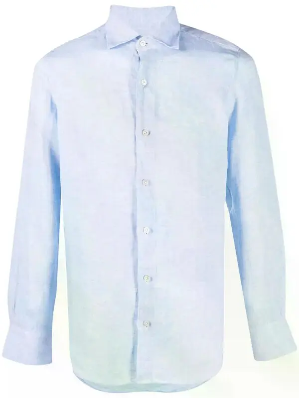 FINAMORE 1925 Long-sleeve Linen Shirt - Blue
