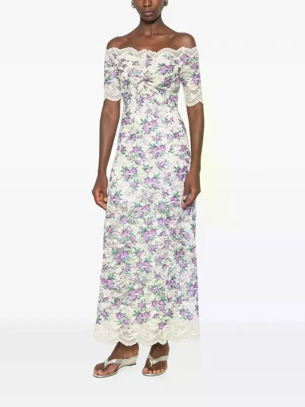 Rabanne Floral Embroidered Lace Midi Dress