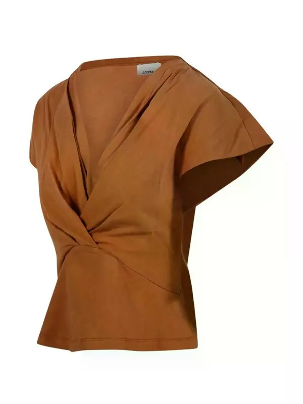 MARANT ETOILE Nadrine Twisted-front V-neck T-shirt - Brown