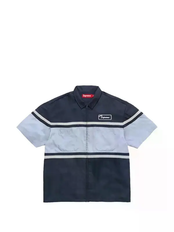 Supreme Zip-up Short-sleeve Shirt - Blue