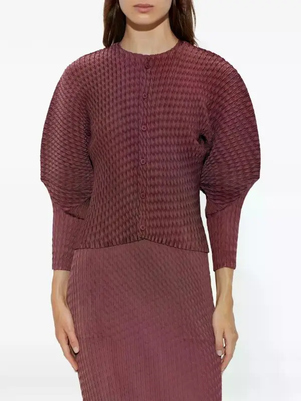 Issey Miyake Pleated Puff-sleeve Cardigan