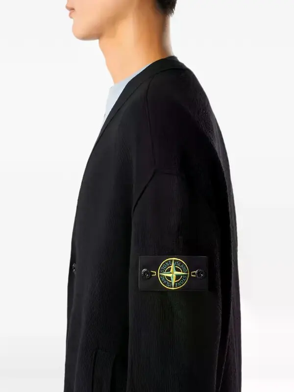 Stone Island Logo-patch Button-up Cardigan - Black