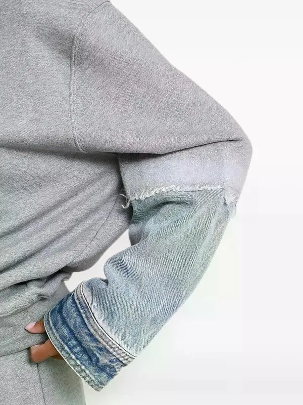 HAIKURE Denim-panelled Frayed Sweater