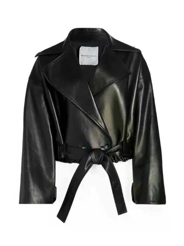 Brandon Maxwell Collins Cropped Leather Jacket