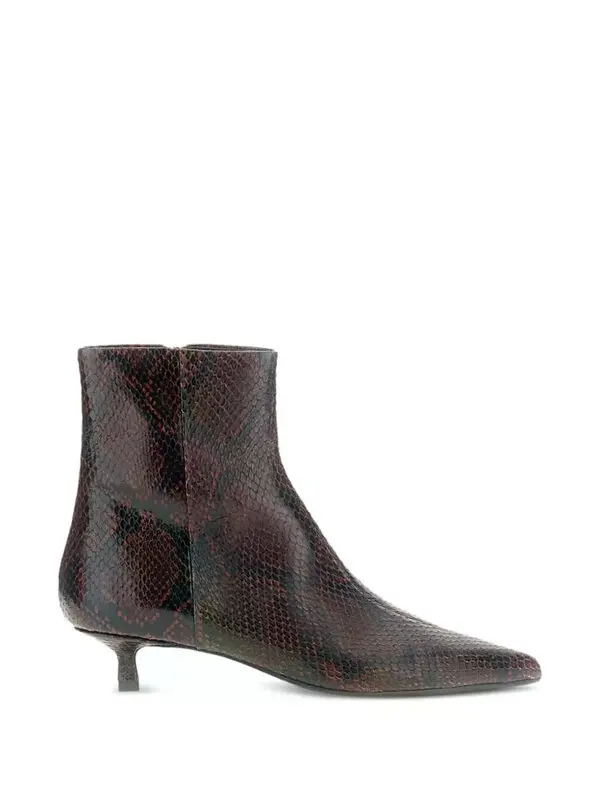 AeydĒ Sofie Snake-print Pointed-toe Ankle Boots - Brown