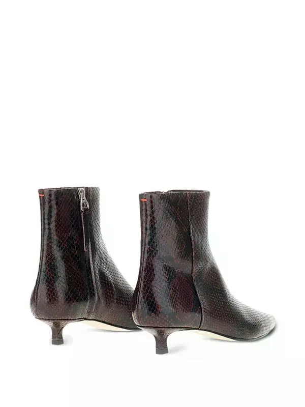 AeydĒ Sofie Snake-print Pointed-toe Ankle Boots - Brown