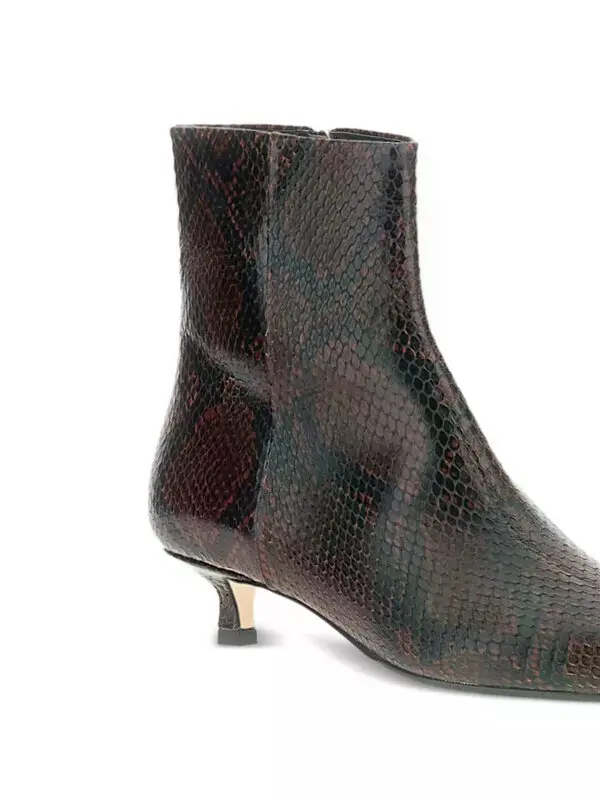 AeydĒ Sofie Snake-print Pointed-toe Ankle Boots - Brown
