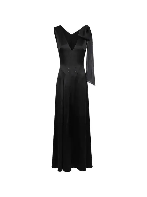 MAISON MARGIELA V-neck Maxi Dress With Bow Detail